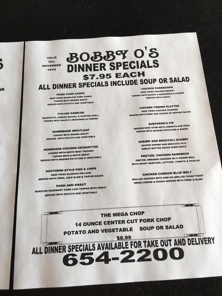 Specials « Bobby O's Family Restaurant